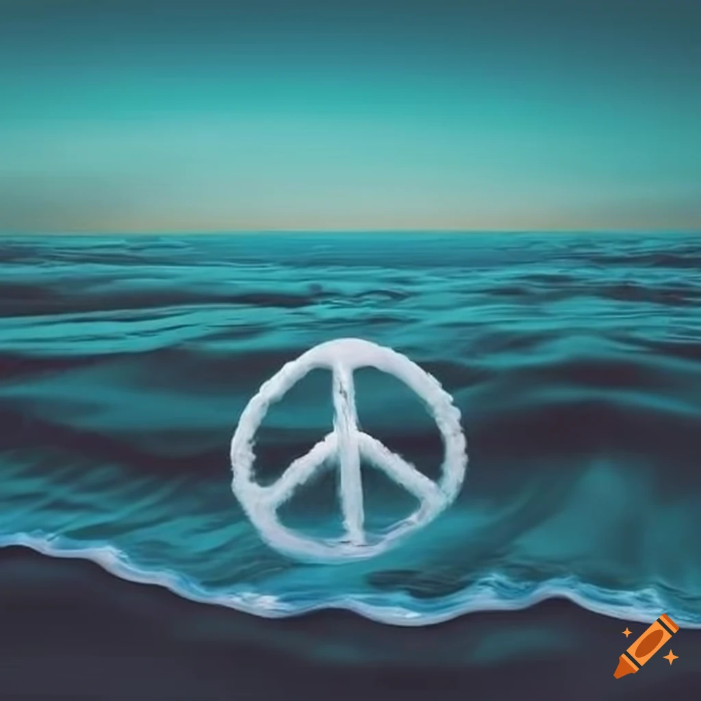 Ocean waves forming a peace sign symbol in unique artwork on Craiyon