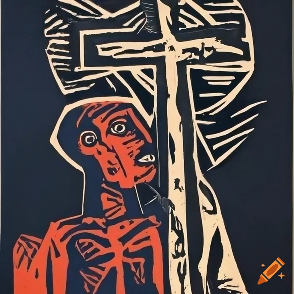 Stations of the cross linocut by picasso on Craiyon