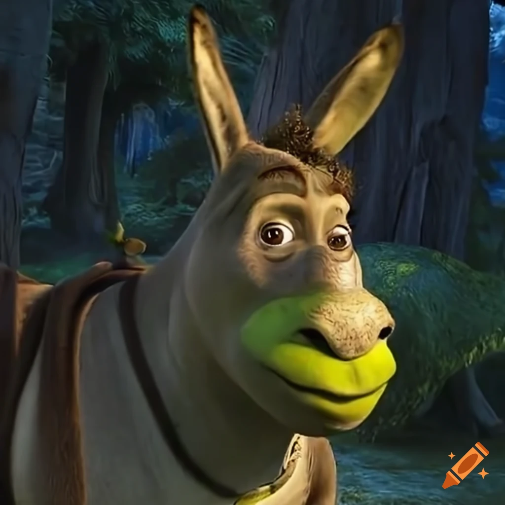 Shrek riding donkey on Craiyon