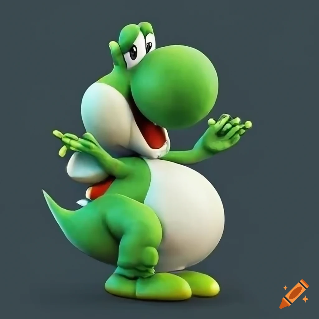 Beloved yoshi character from super mario with a large belly in hd art ...