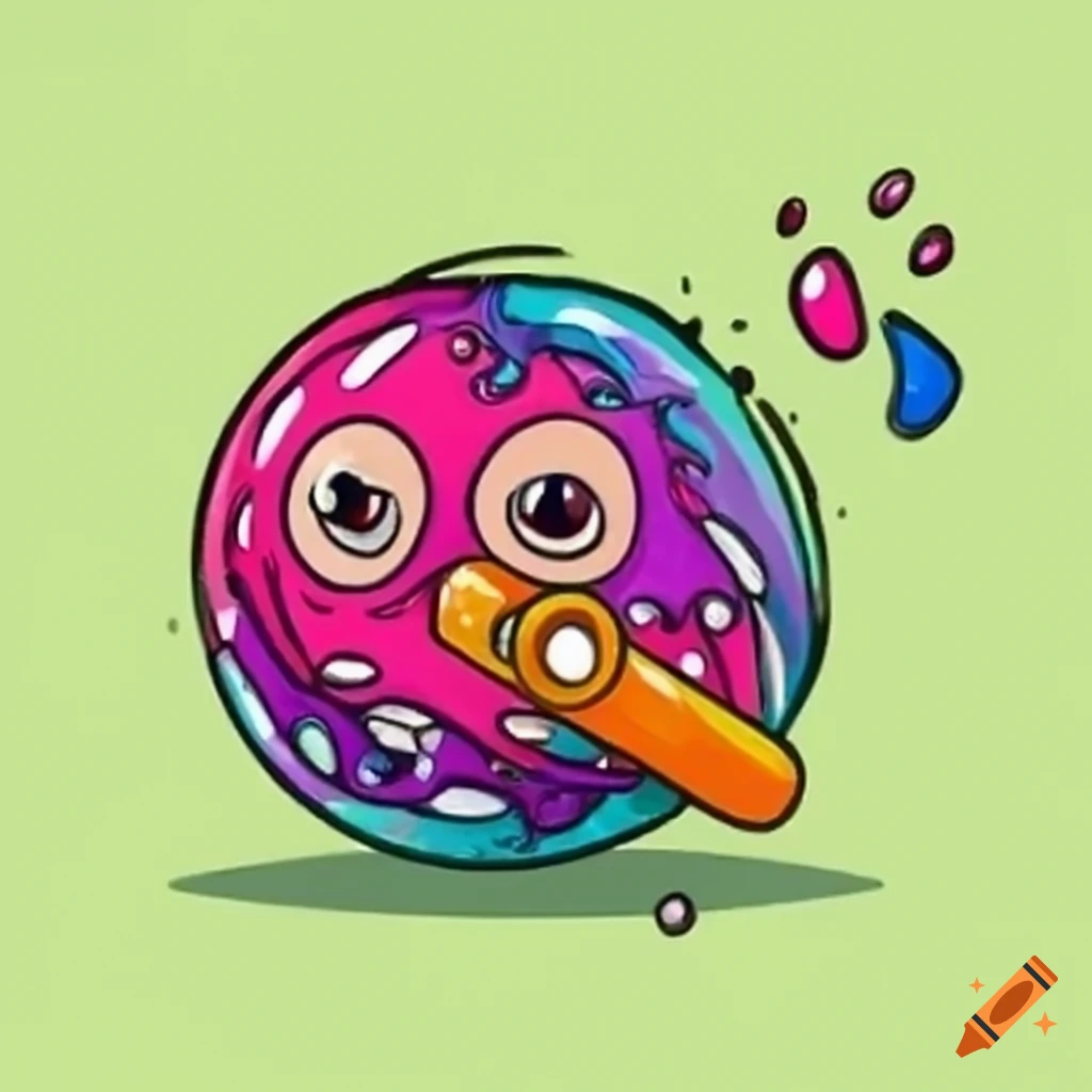 Slime ball creature playing a kazoo on Craiyon