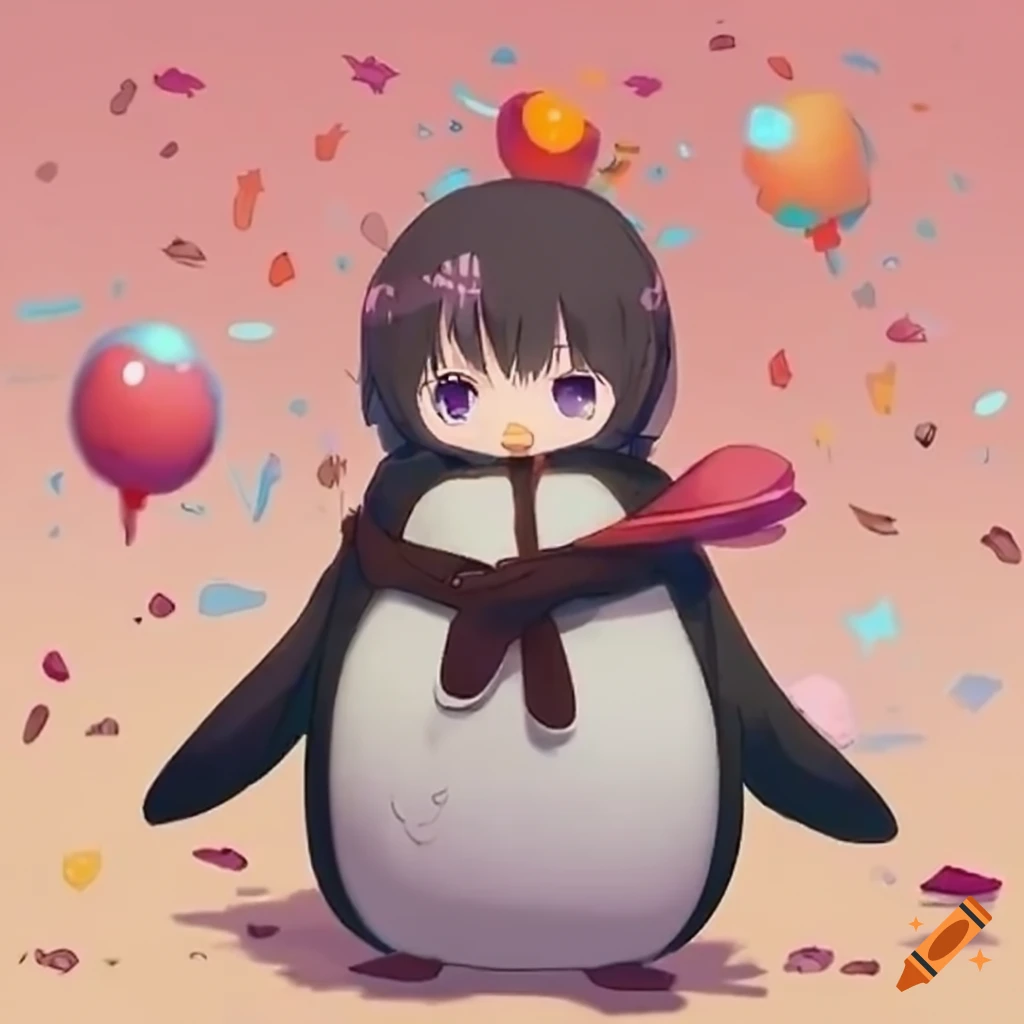 Anime penguin party on Craiyon