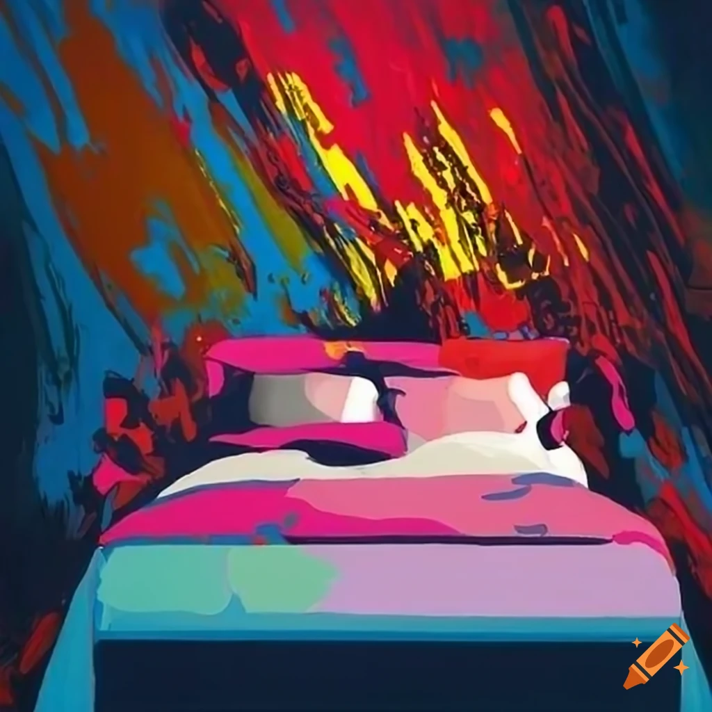 Captivating pop art bed painting on Craiyon