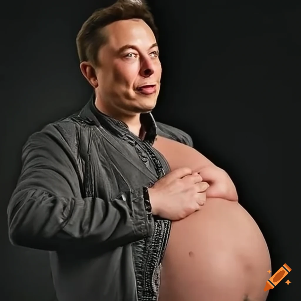 Funny image of elon musk with a big belly on Craiyon