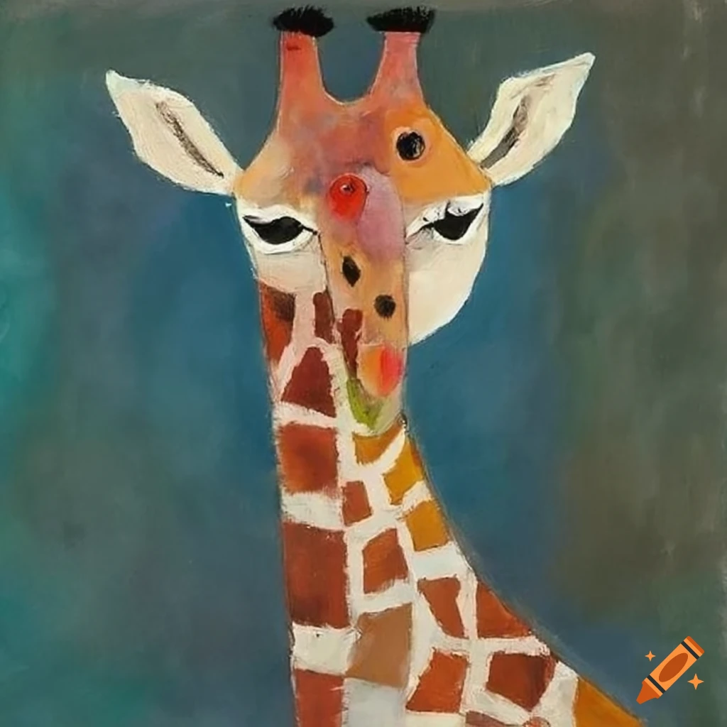 Funny giraffe art in the style of Paul Klee on Craiyon