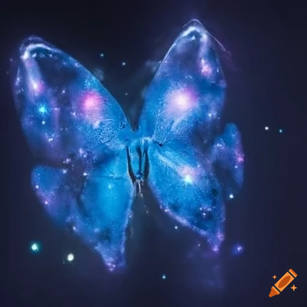 Blue galaxy shaped like a butterfly on Craiyon