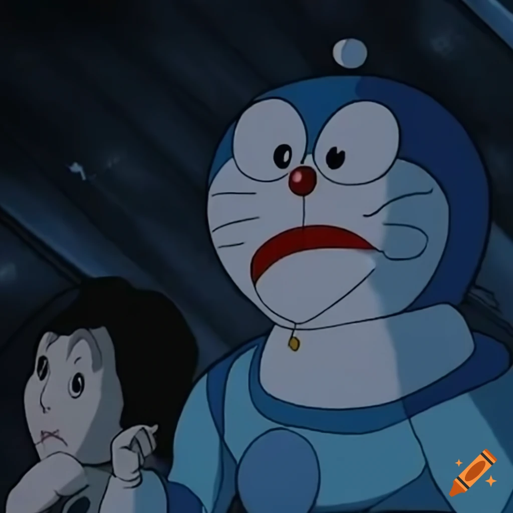 1980s doctor who scene featuring doraemon on Craiyon