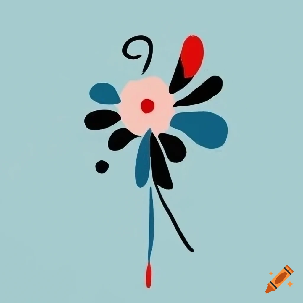 Miro flower minimalist screenprint on Craiyon
