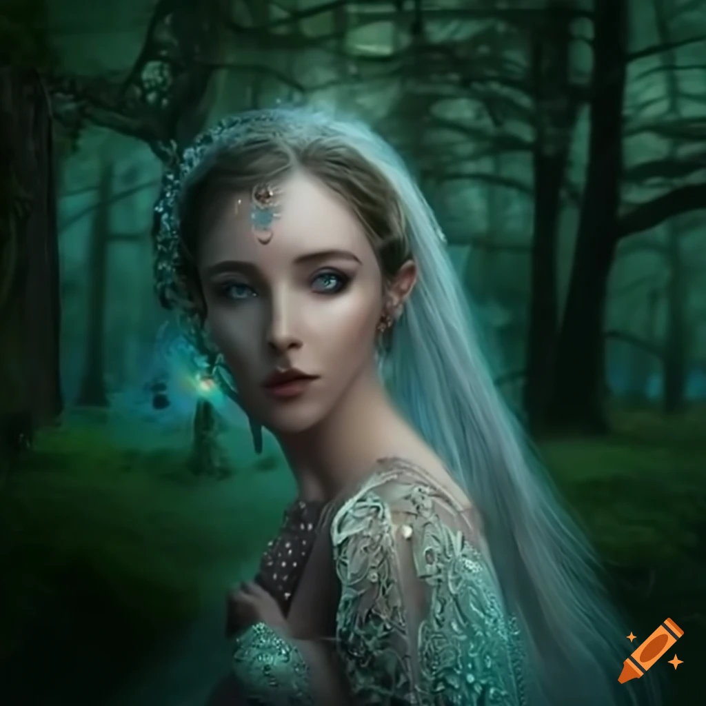 Fairytale lady in a magical forest on Craiyon