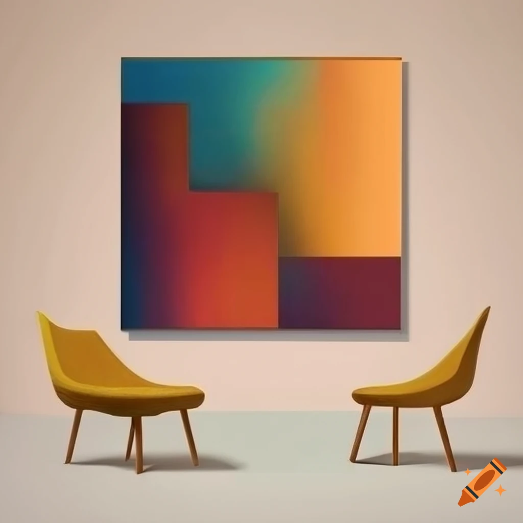 Abstract art of an oak tree with bright colors and rectangular shapes ...