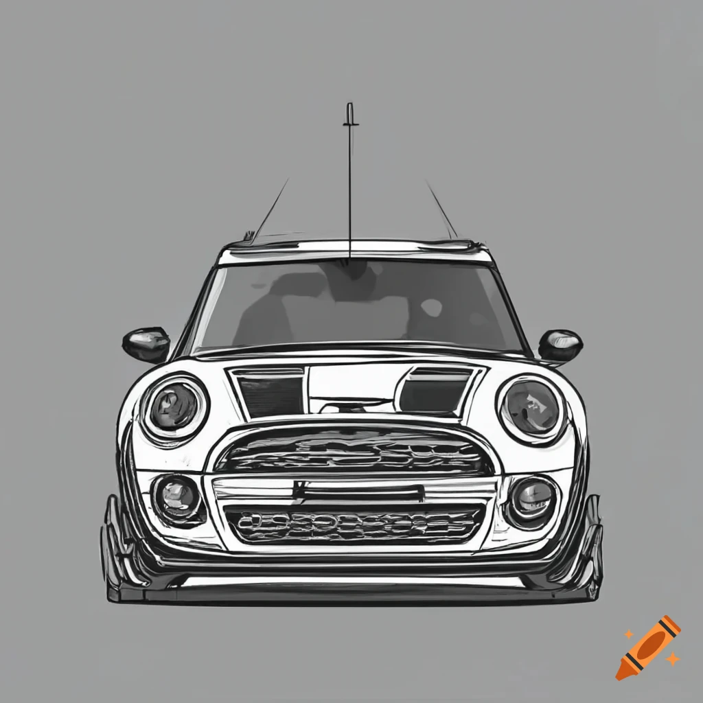 Line drawing of a mini cooper for cnc cutting on Craiyon