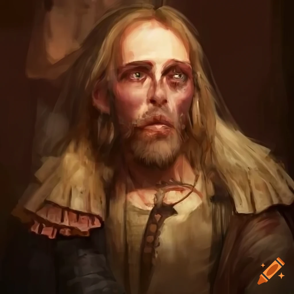 Concept art portrait of a medieval person enjoying a drink on Craiyon