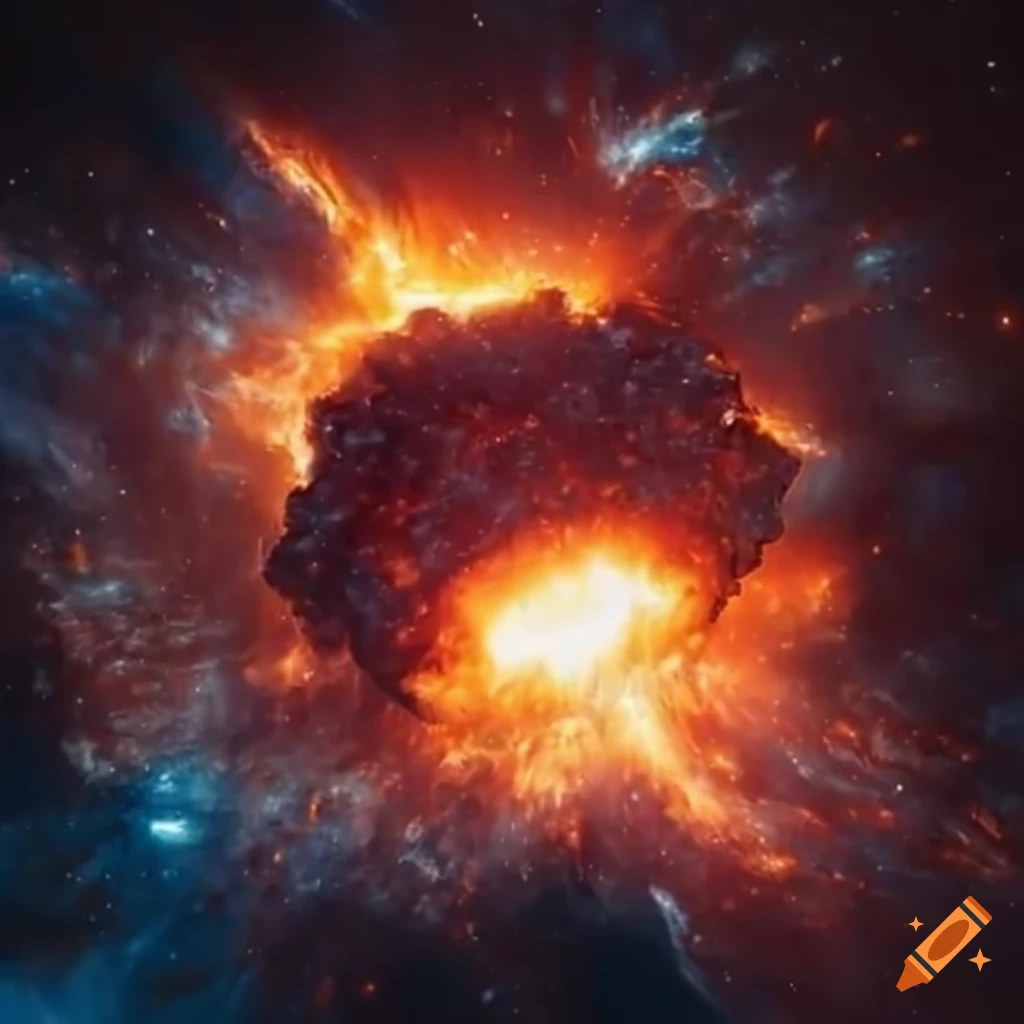 Explosion on a sci-fi space station on Craiyon