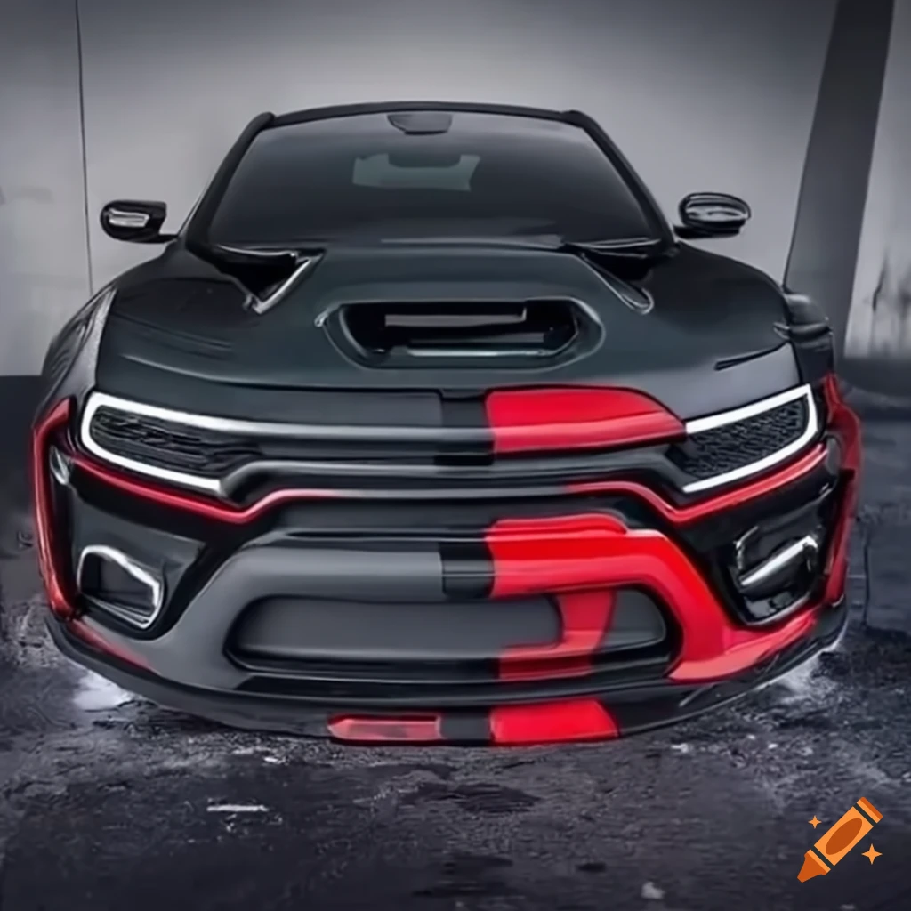 Dark-themed car inspired by Deadpool with features from Dodge Charger ...