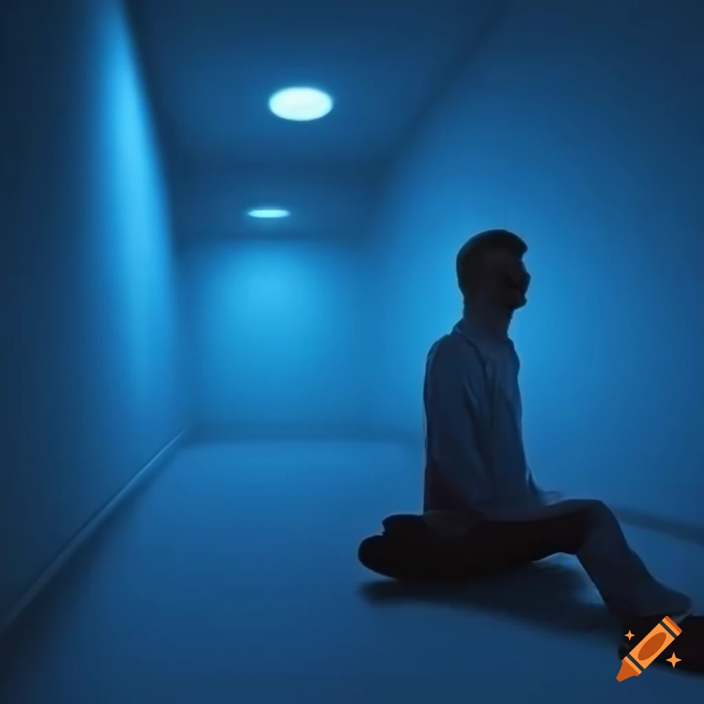 Skinny Man In An Empty Room With Blue Lighting On Craiyon