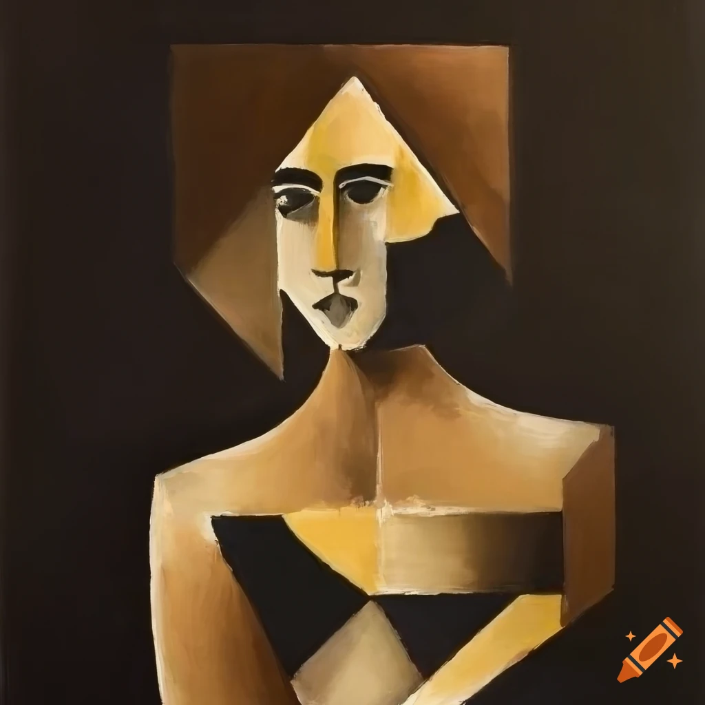 Cubism painting in the style of george braque in black, white, beige ...