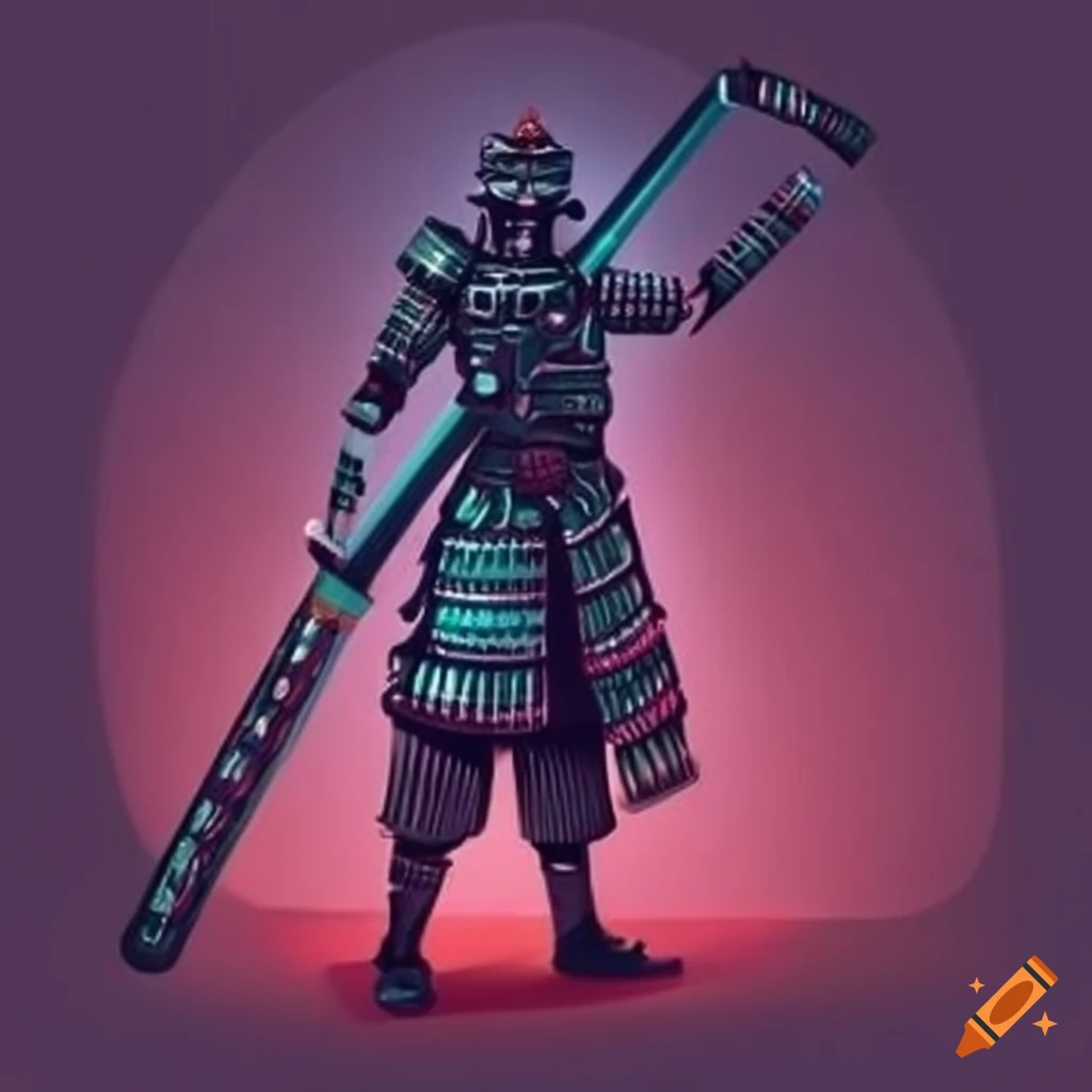 Futuristic samurai sword with cybernetic designs on Craiyon