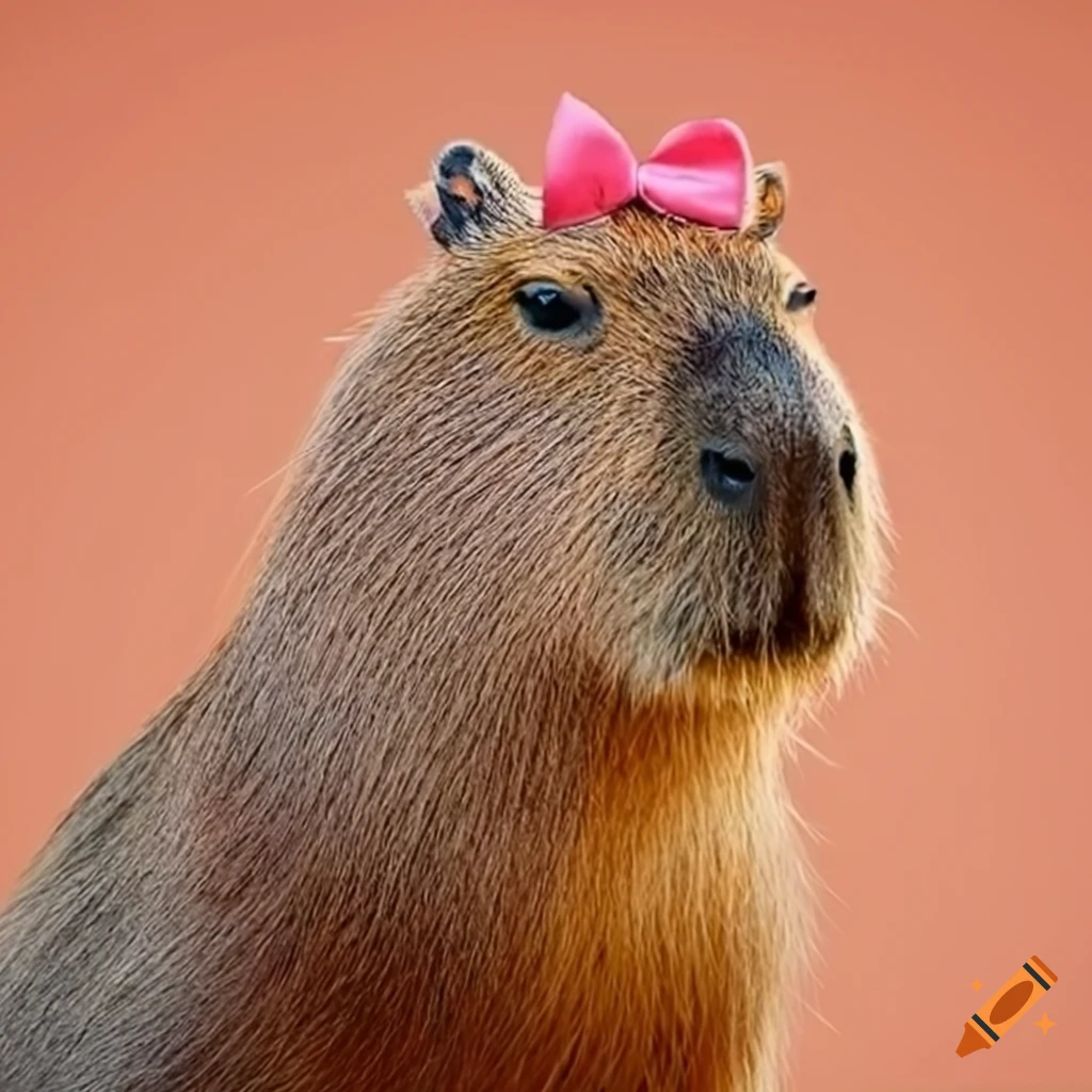 Capybara wearing a pink bow on Craiyon