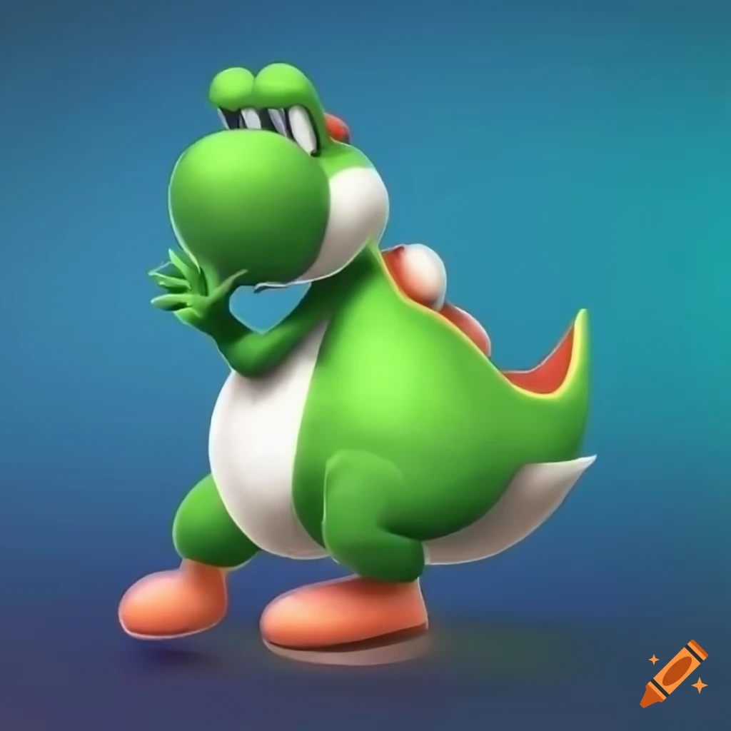 Beloved Yoshi character from Super Mario with a large belly in HD art ...