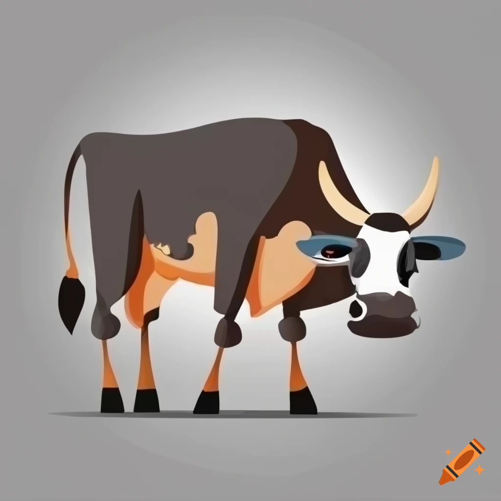 Flat 2d walking cow on white background on Craiyon