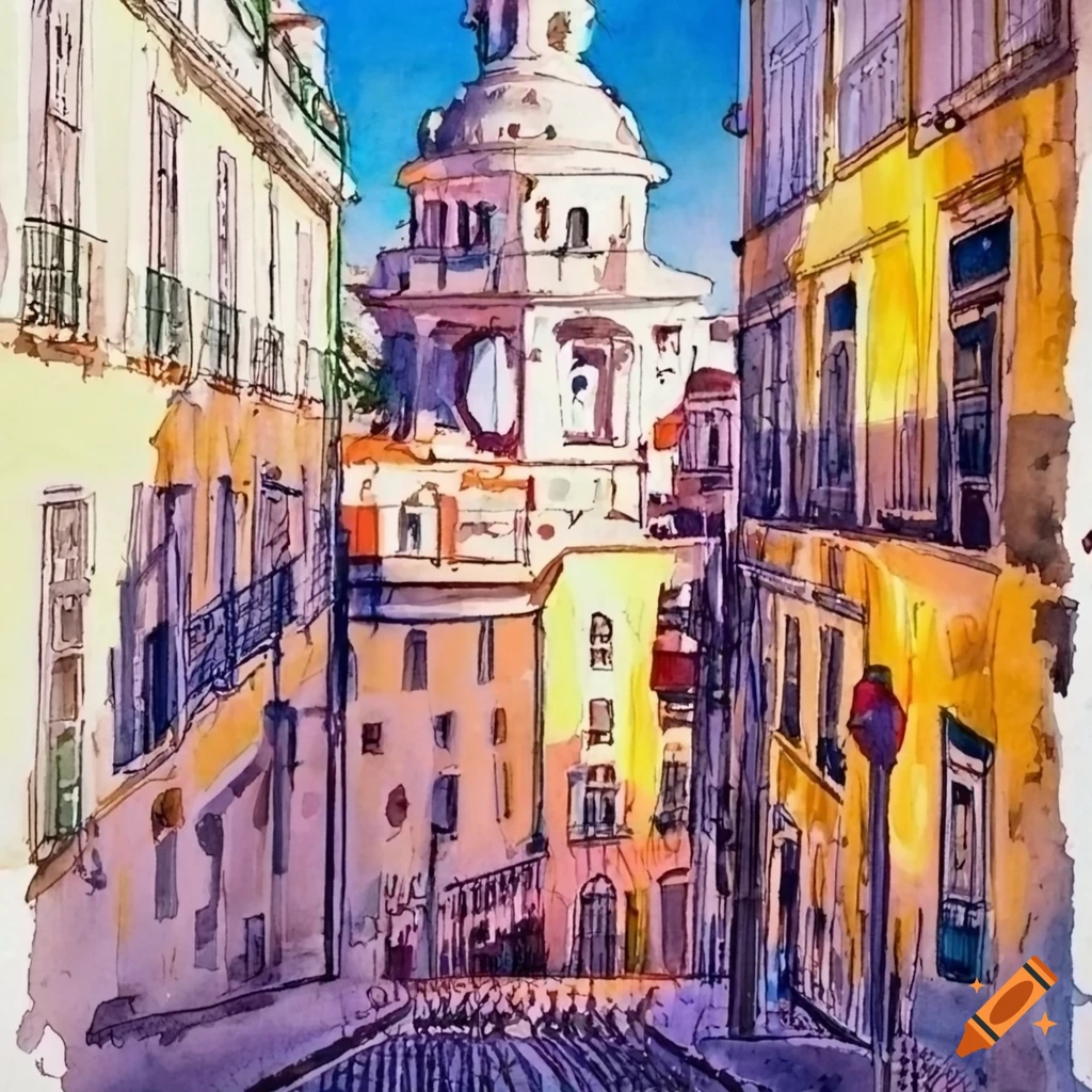 Watercolor painting of lisbon, portugal on Craiyon