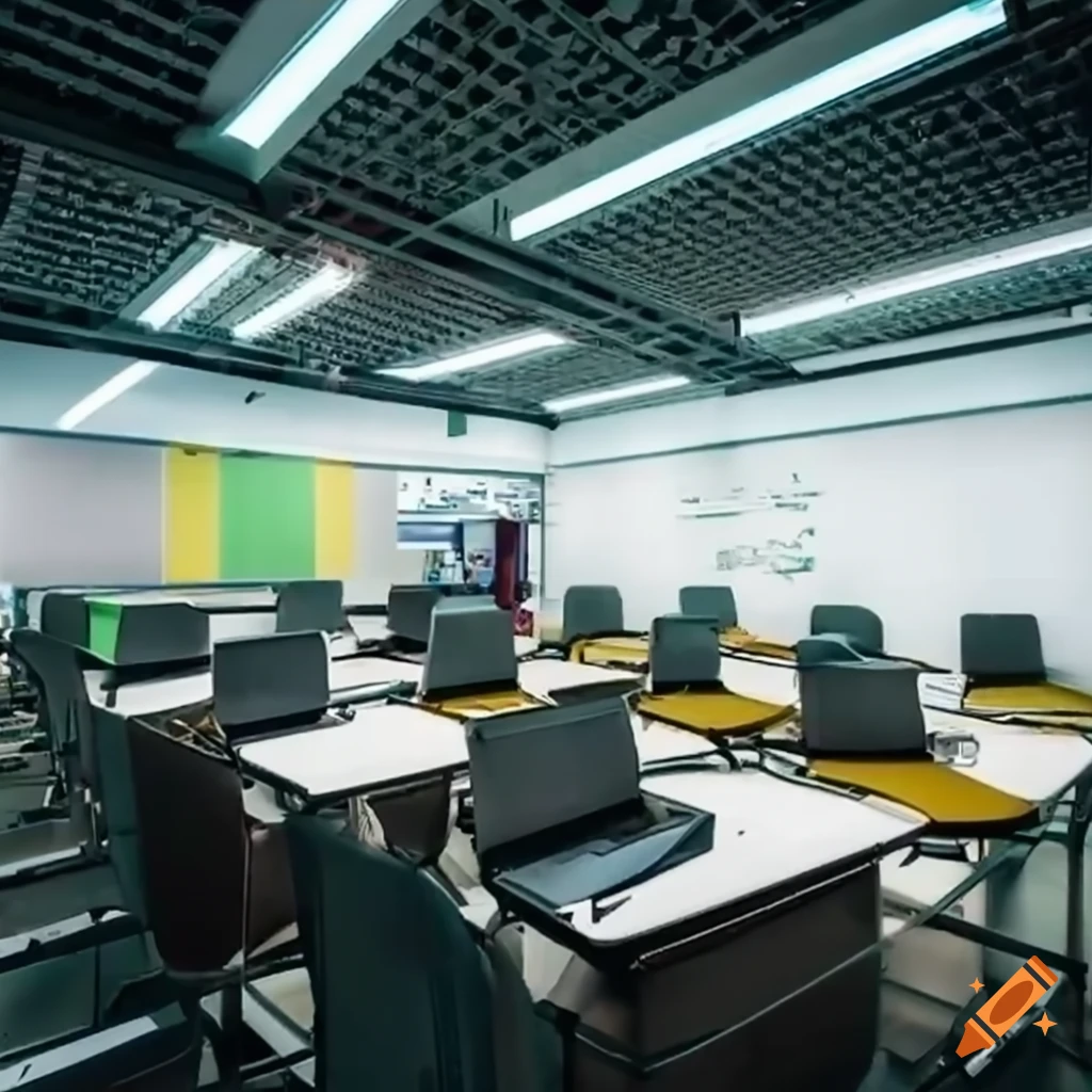 Advanced classroom in futuristic technological setting on Craiyon