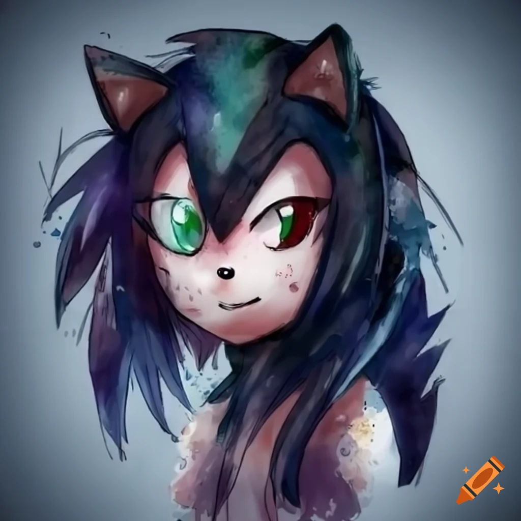 Humanoid hedgehog anime character with black hair on Craiyon