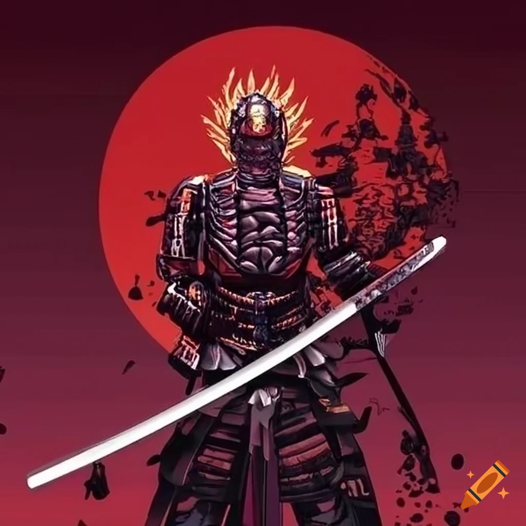 Futuristic samurai sword with cybernetic designs on Craiyon