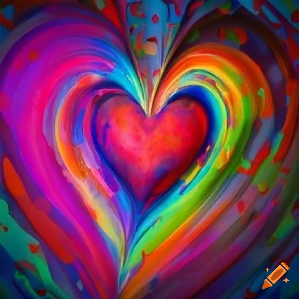 Colorful collage of hearts on Craiyon
