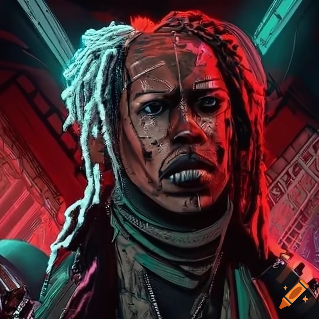 Brazilian ronin in futuristic cyberpunk attire with mechanized arm ...