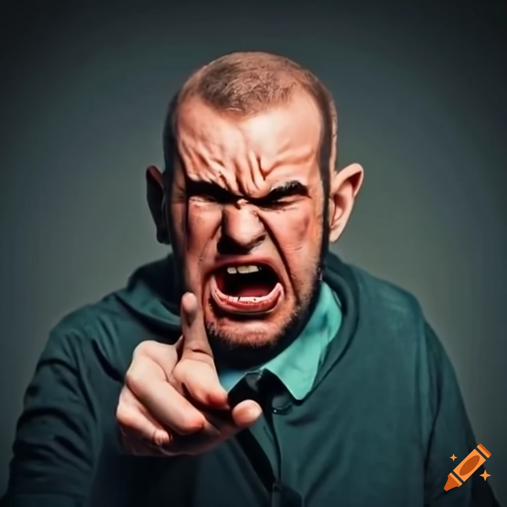 Angry man pointing finger on Craiyon