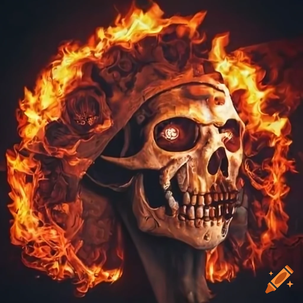 Fire skull man artwork on Craiyon