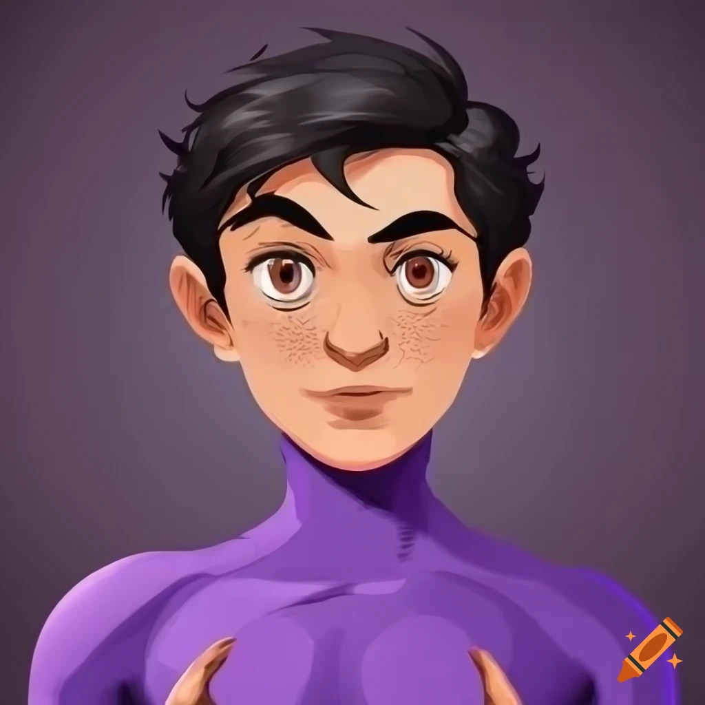 Dorky 27-year-old american man in amethyst hero spandex bodysuit ...
