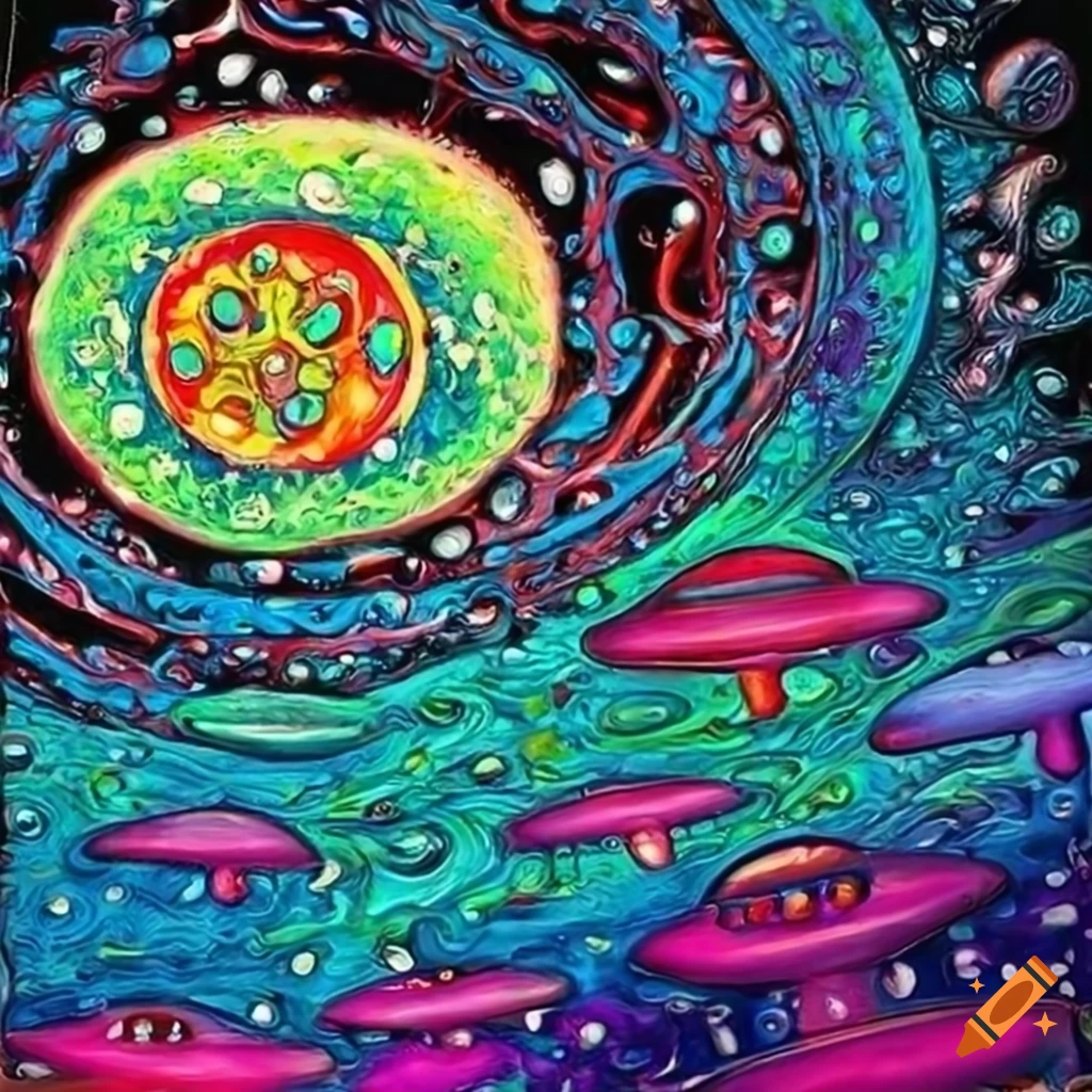 Psychedelic UFO painting on Craiyon