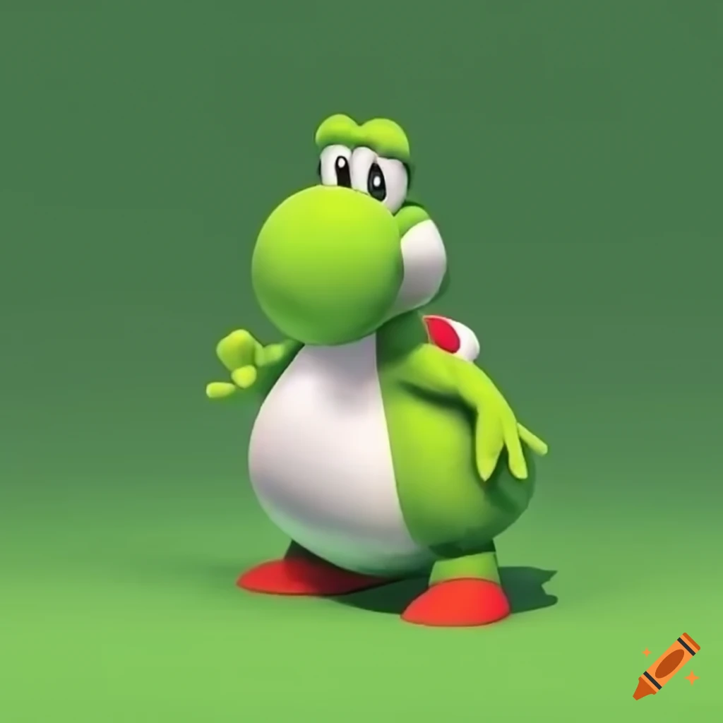 Green Yoshi from Super Mario Bros. with a large belly on Craiyon