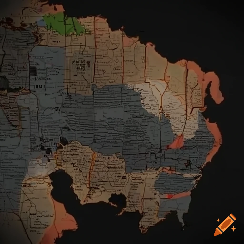 Map depicting a biome destroyed by pollution on Craiyon