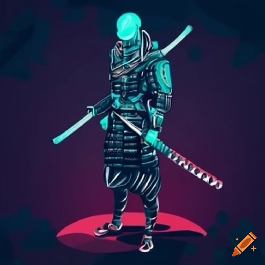 Futuristic cybernetic samurai sword with intricate designs on Craiyon