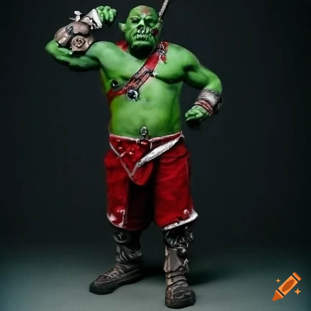 Communist orc warrior with piercings and tattoos raising his fist on ...