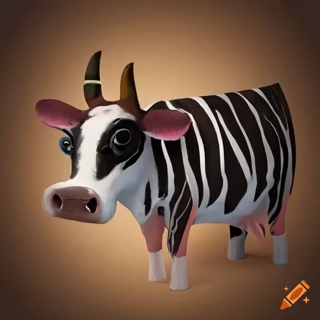 Striped imaginary animal with cow-like features on Craiyon