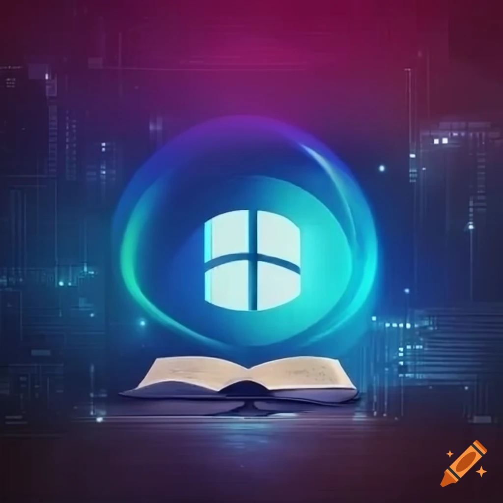 Bible study fellowship and microsoft windows logos on futuristic tech ...