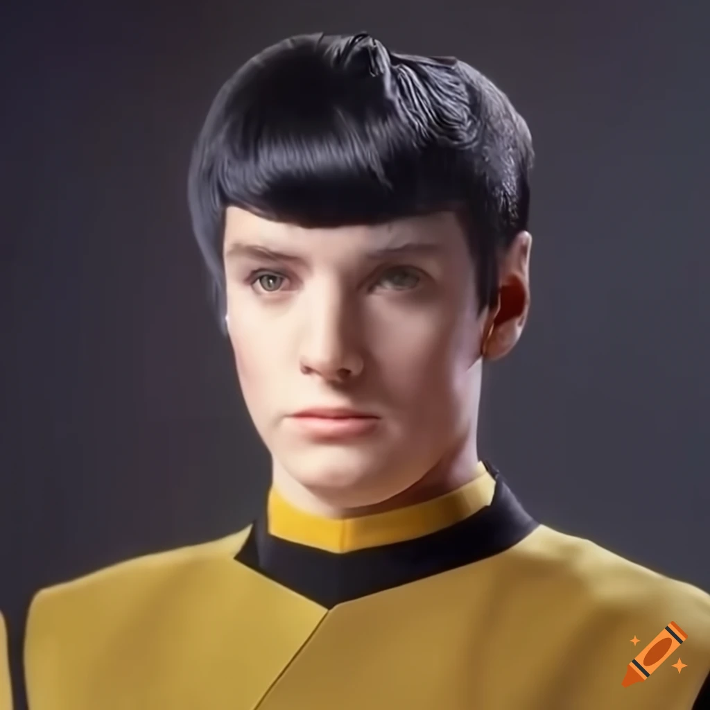 Character with black hair and Starfleet uniform, resembling a Vulcan ...
