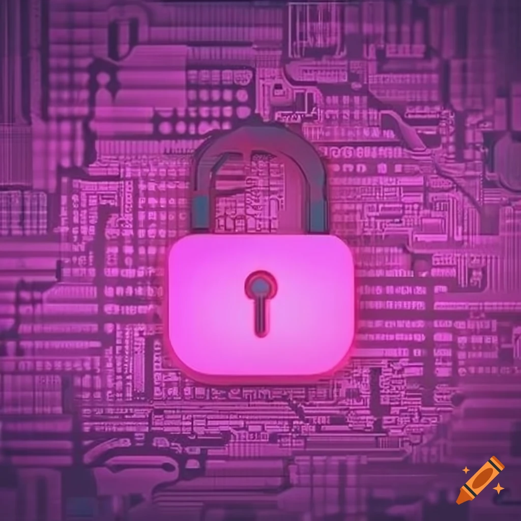 Cyber security hacking in pink tones on Craiyon