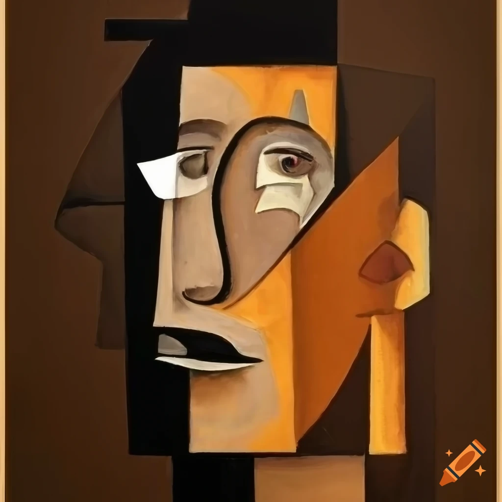 Modern simple cubism painting with three faces in the style of georges ...