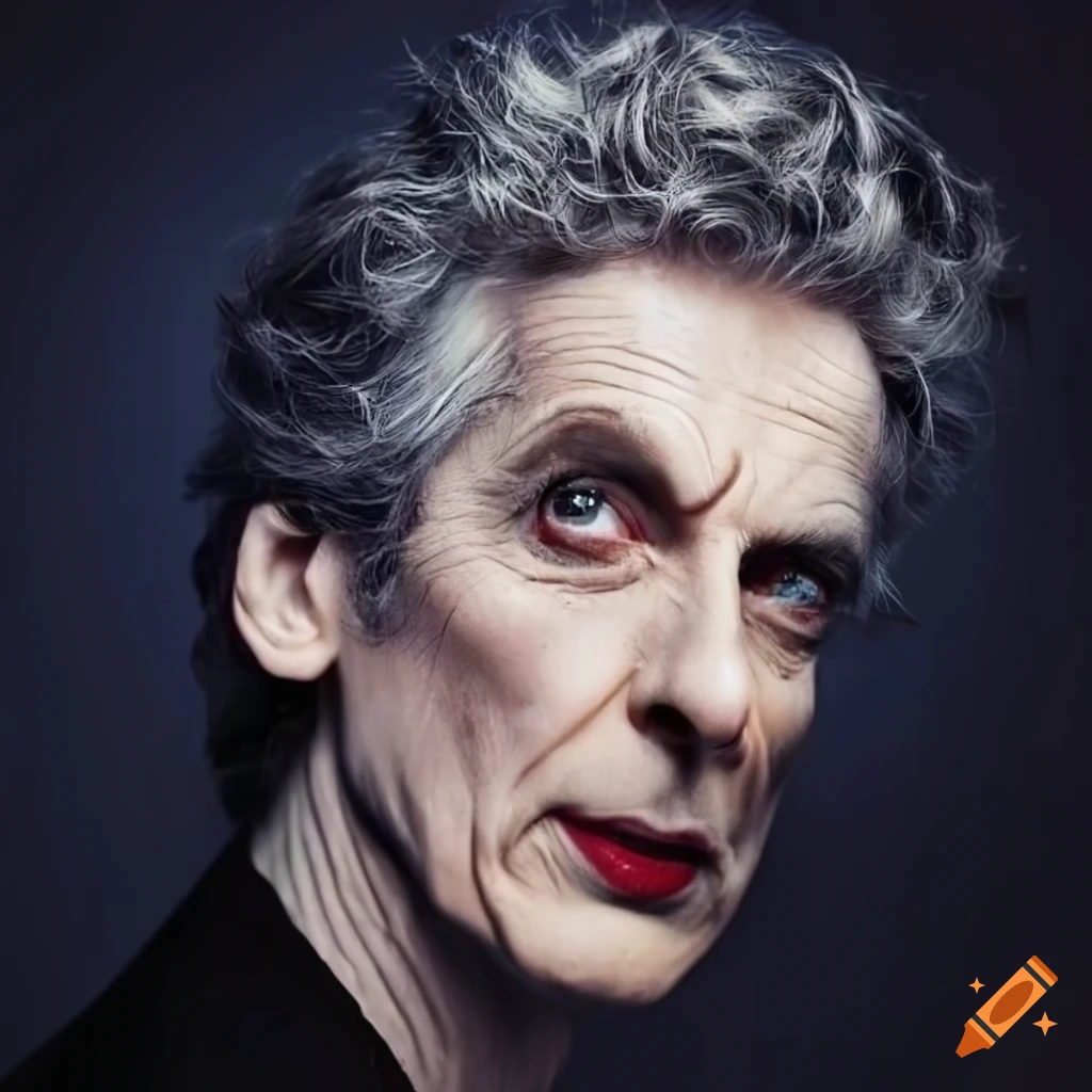 Actor peter capaldi with unique makeup and dramatic pose on Craiyon