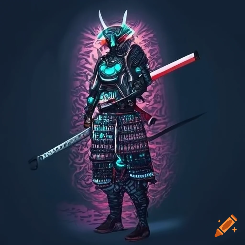 Futuristic samurai sword with cybernetic designs on Craiyon