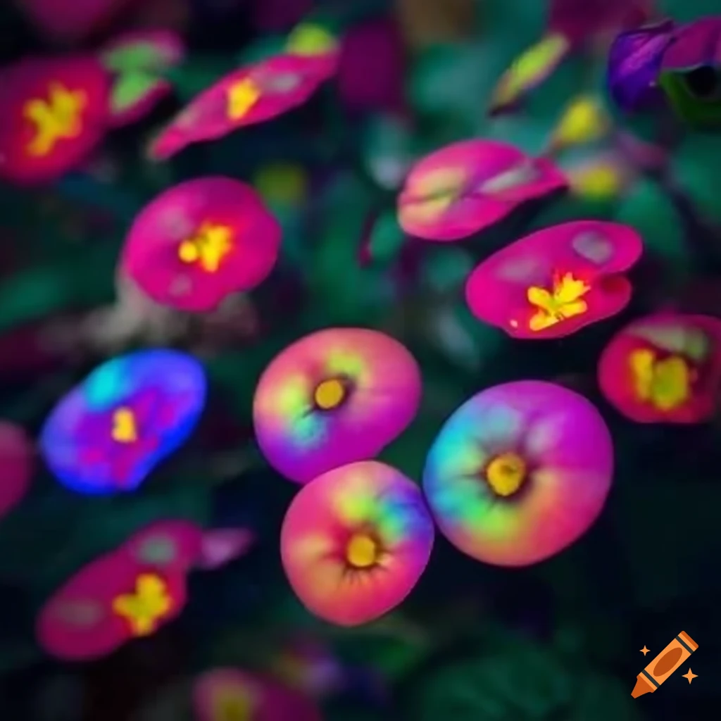 Plant with small rainbow color-changing flowers on Craiyon
