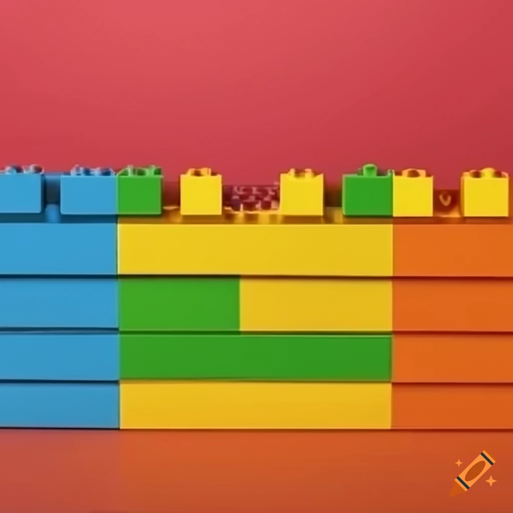 Wall made of lego duplo bricks, front view on Craiyon