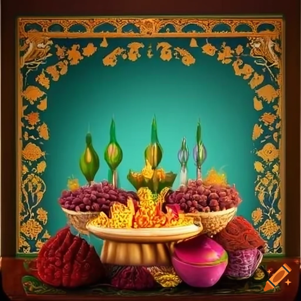 Haft sin nowruz table in iran with cultural elements on Craiyon