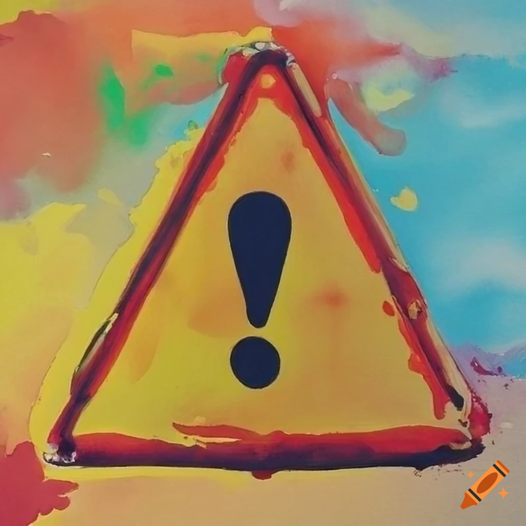 Watercolor painting of a warning sign on Craiyon