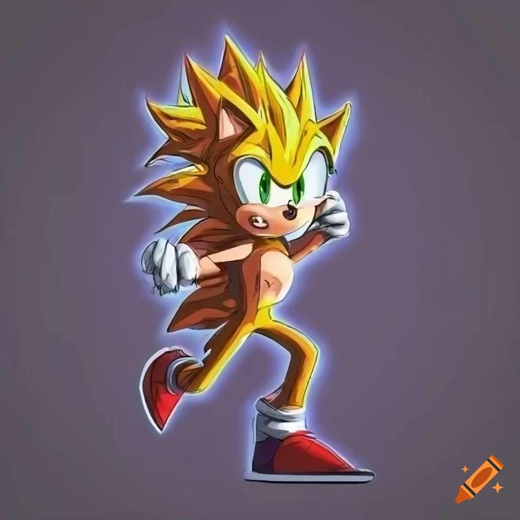 Imaginative illustration of a sonic and goku fusion character on Craiyon